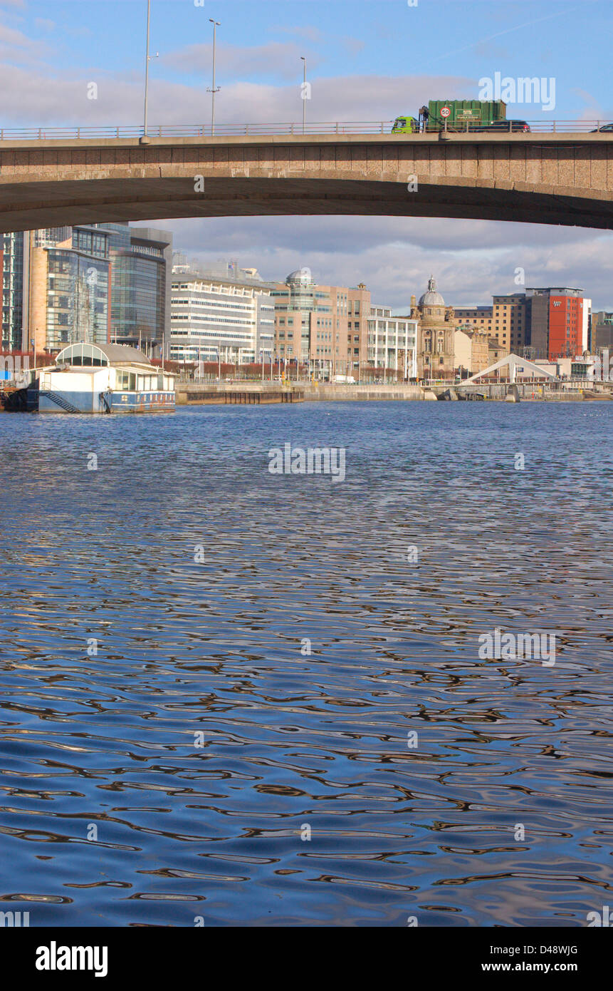 The Kingston Bridge and Atlantic Quay in Glasgow, Scotland Stock Photo ...