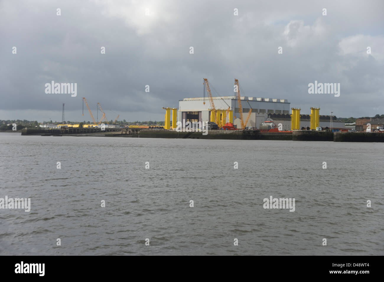 Harland and Wolff shipyard in Birkenhead and Mersey River from the ...