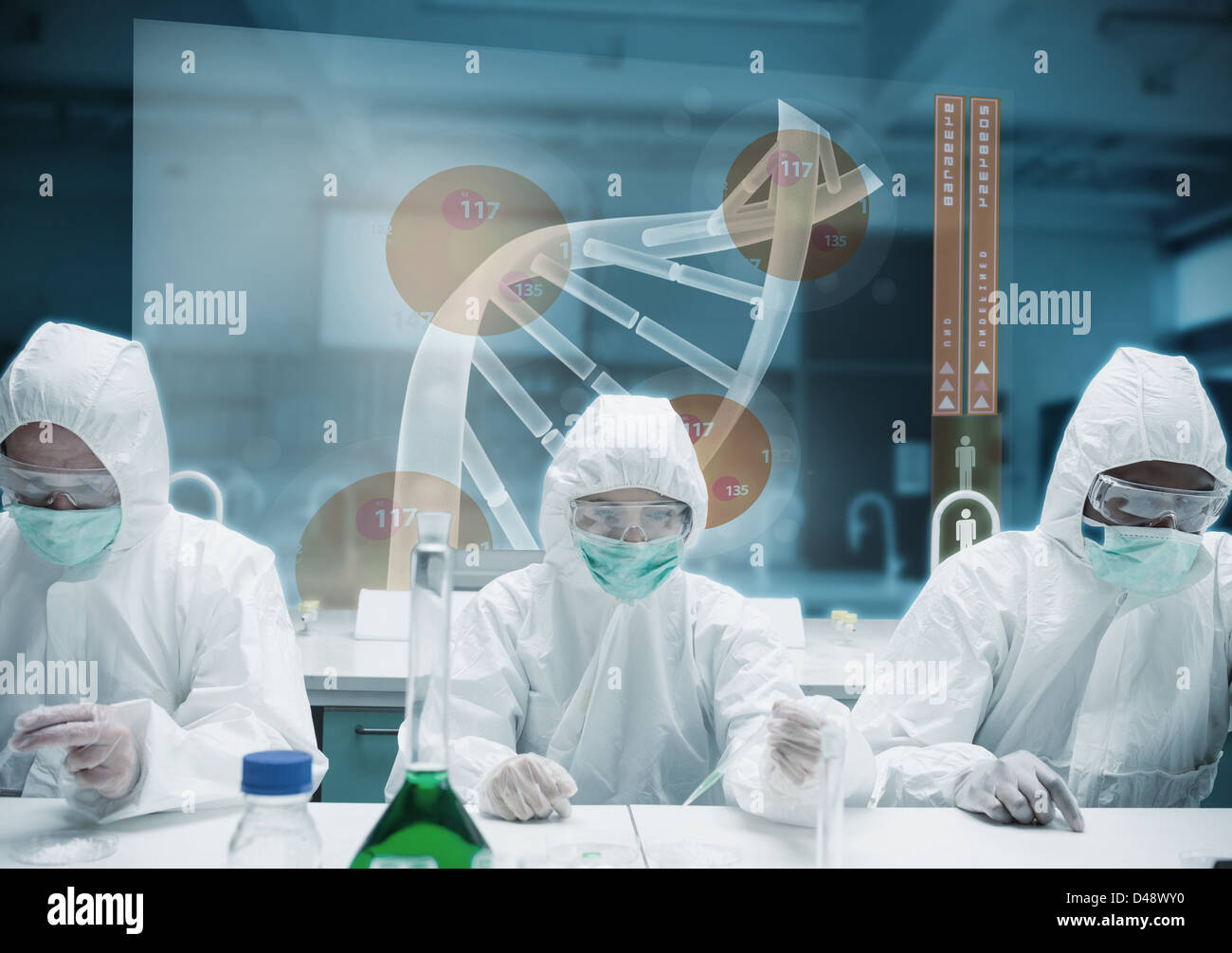 Scientists working in the lab with futuristic interface Stock Photo - Alamy