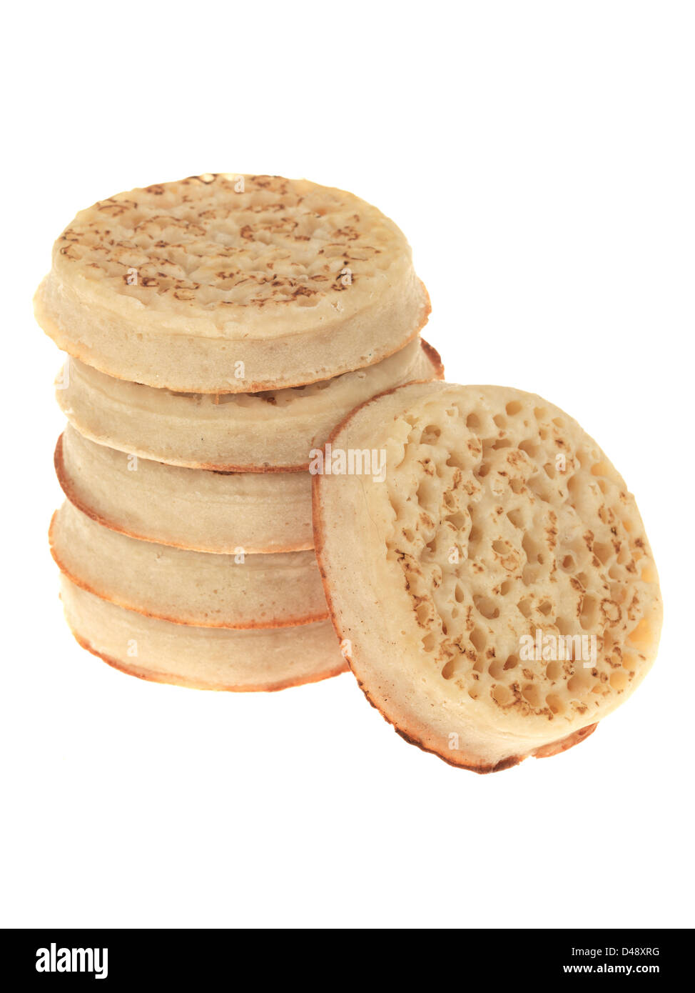 Fresh Traditional British Crumpets, Isolated Against White, With ...