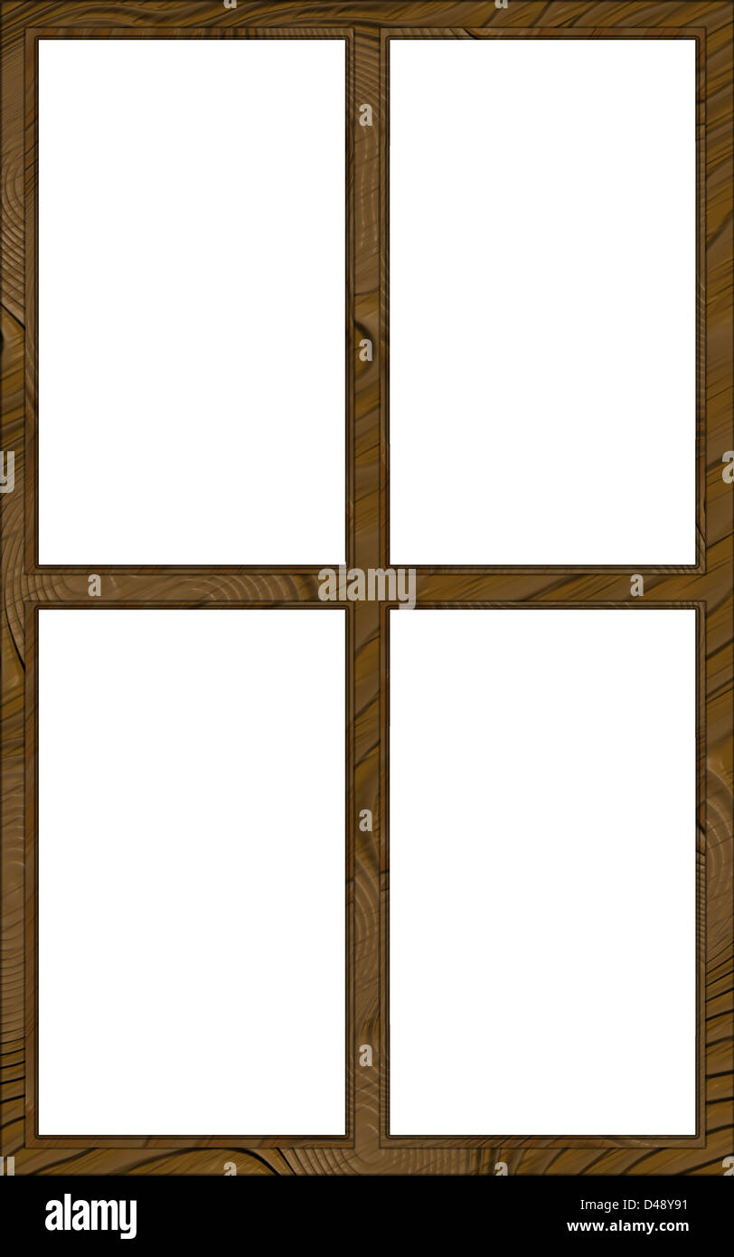 Isolated Double Layered Contoured Wooden Four Window Frame Stock Photo ...
