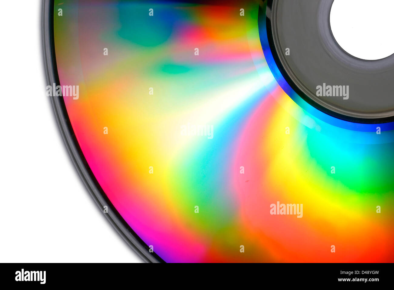 Cd isolated on white background with colorful reflections Stock Photo ...