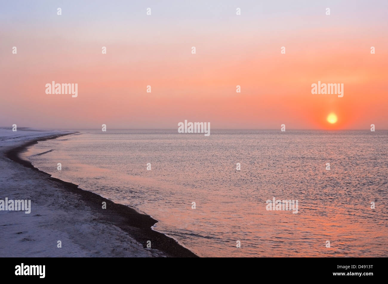 The Sun Shines Through Windblown Snow Above The Beaufort Sea Coast Just ...