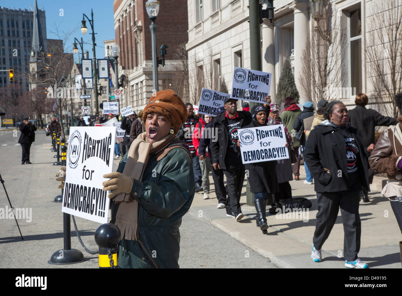Detroit, Michigan. Detroit residents picket the Detroit Athletic Club ...