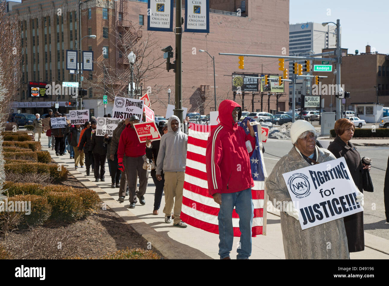 Detroit, Michigan. Detroit residents picket the Detroit Athletic Club ...