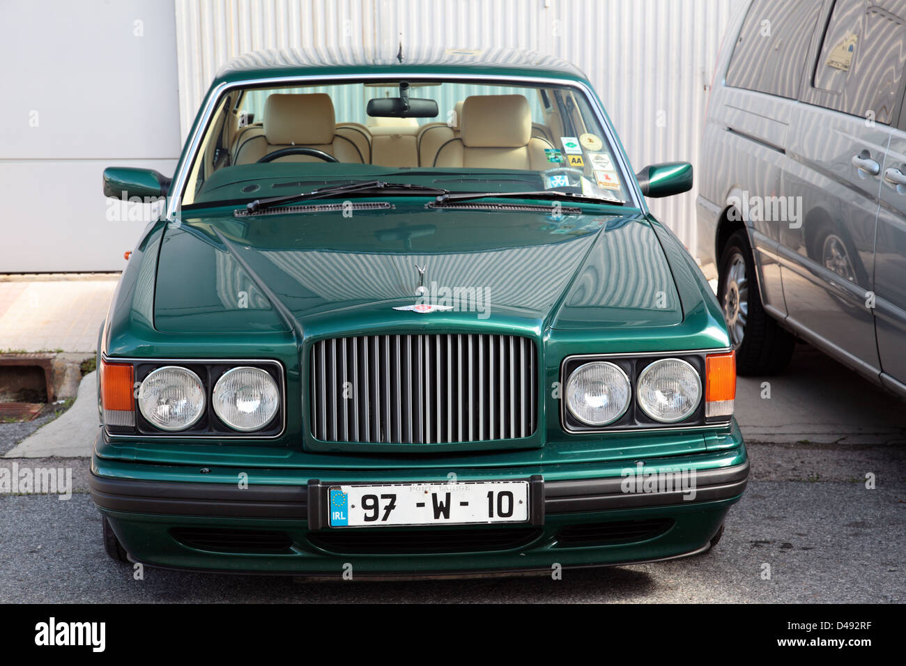 front view of green Bentley car Stock Photo - Alamy