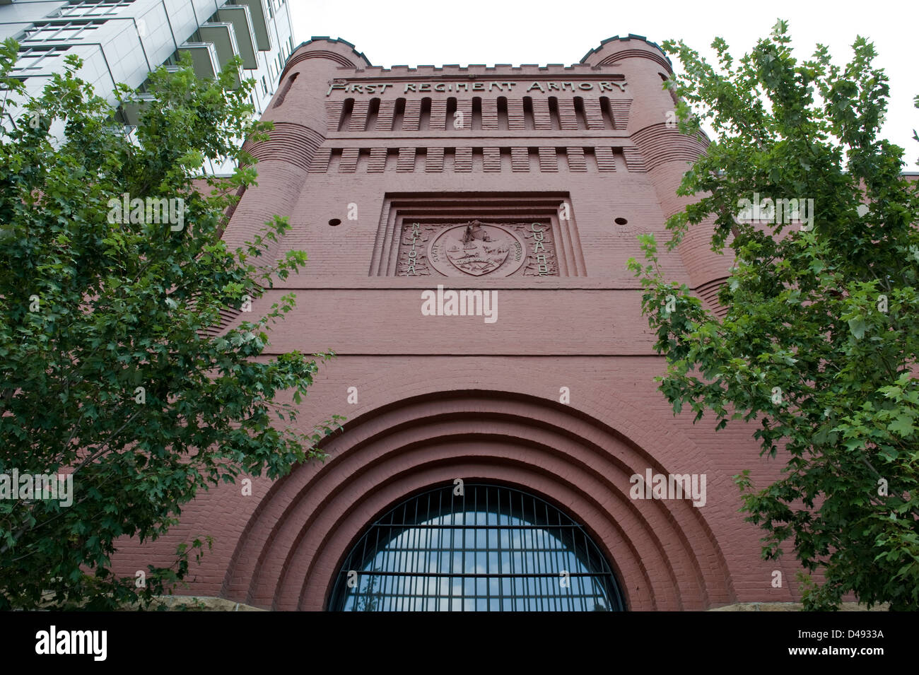 Portland, USA, Detail of the First Regiment Armory Stock Photo - Alamy