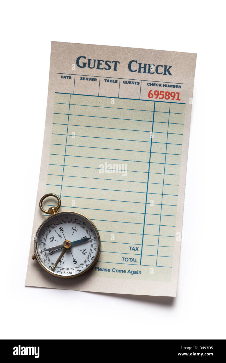 Blank Guest Check and compass, concept of restaurant expense Stock ...