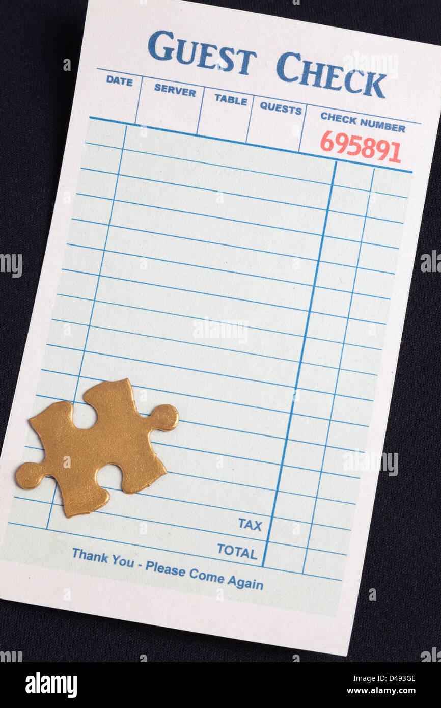Blank Guest Check and puzzle, concept of restaurant expense Stock Photo ...