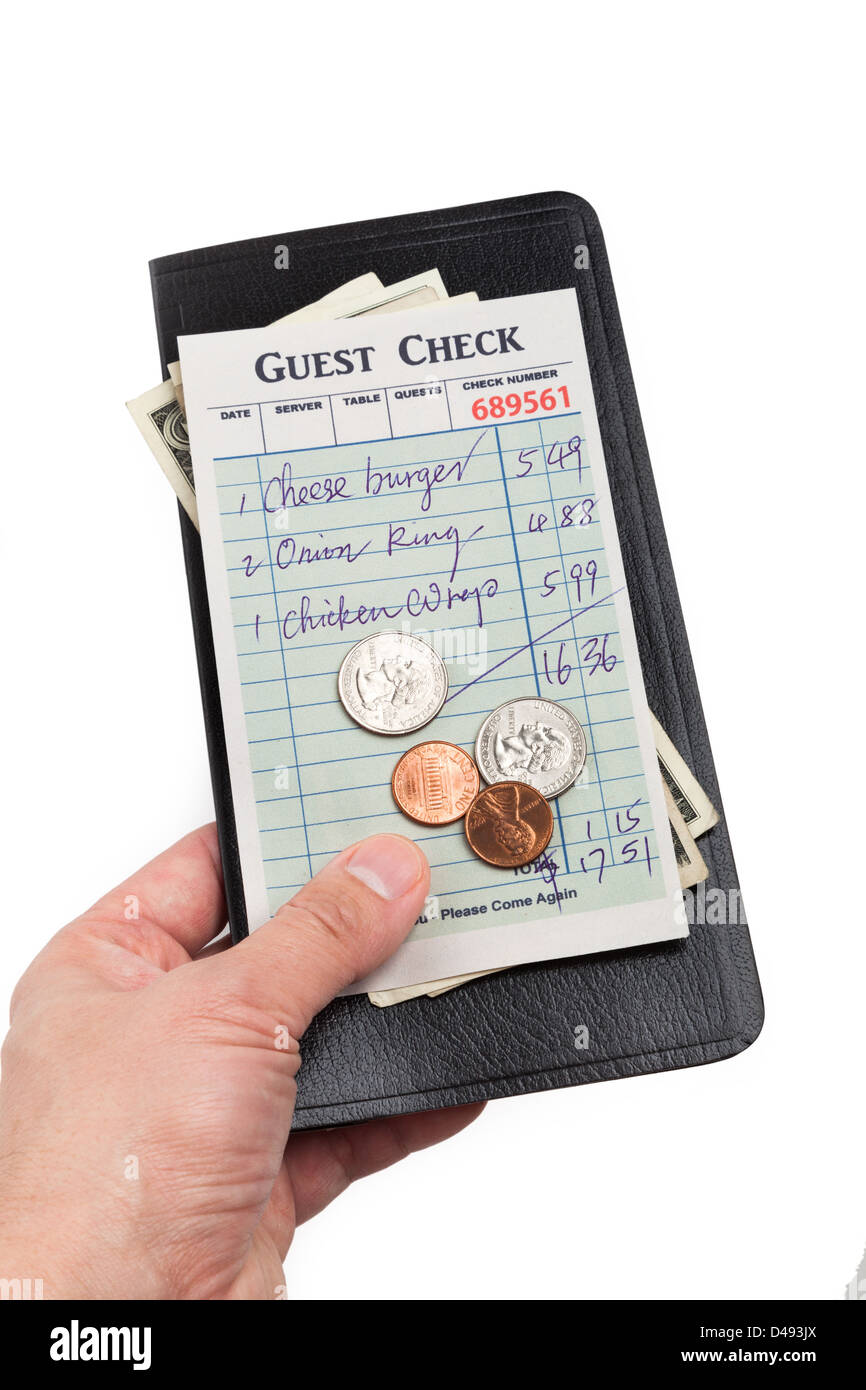 Guest Check and dollar, concept of restaurant expense Stock Photo - Alamy