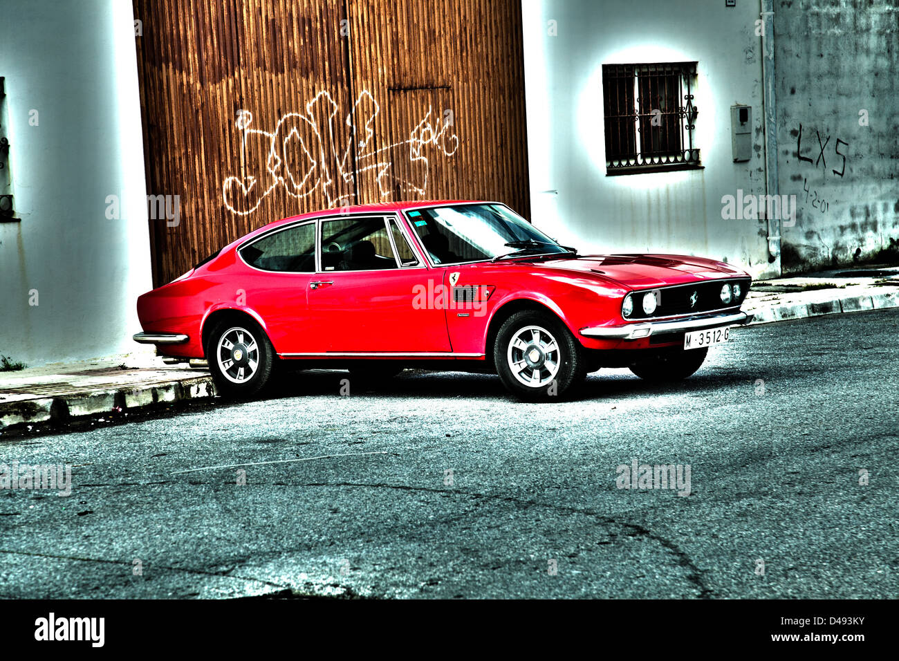 side view HDR image of a red Ferrari Dino sports car Stock Photo - Alamy