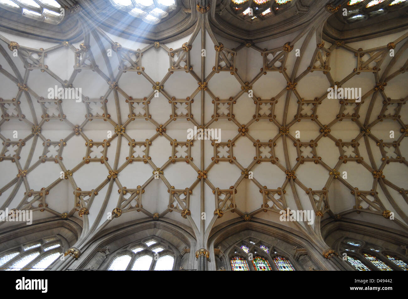 The Wells Cathedral, located in Somerset, England, features stunning ...