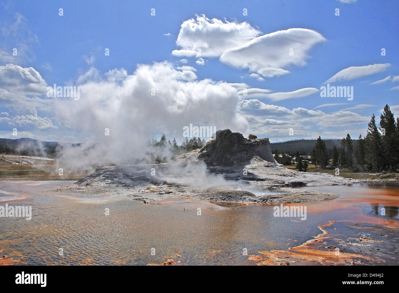 Yellowstone National Park, Castle Geyser, Upper Geyser Basin Stock ...