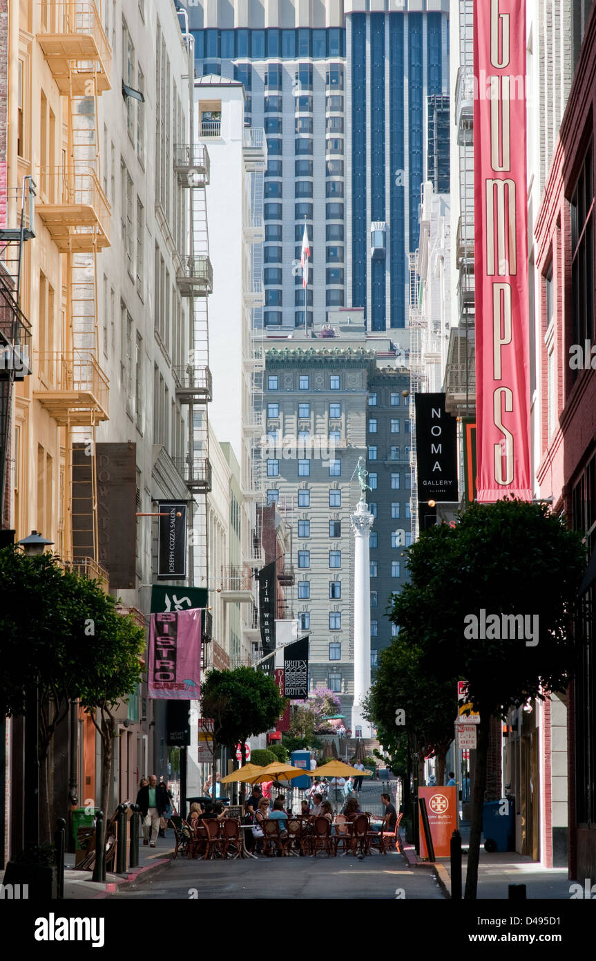 San Francisco, USA, street canyon with a street cafe Stock Photo - Alamy