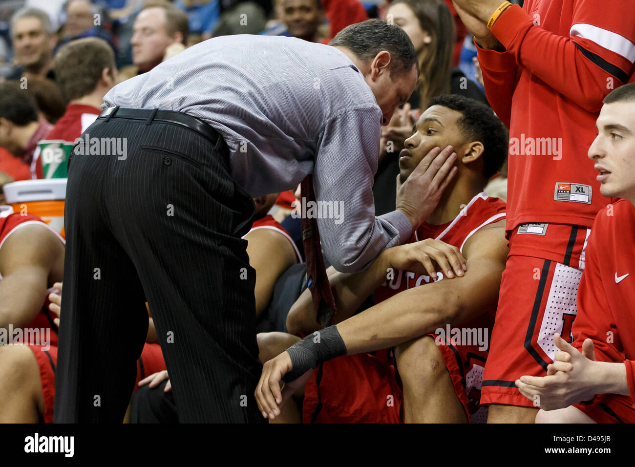 March 8, 2013: Rutgers Scarlet Knights head coach Mike Rice has some ...