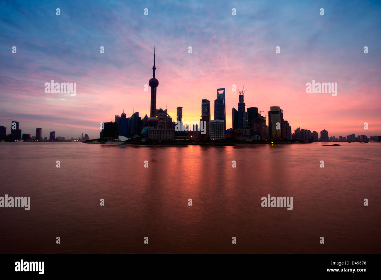 shanghai morning over colorful cloud and peaceful huangpu river Stock ...