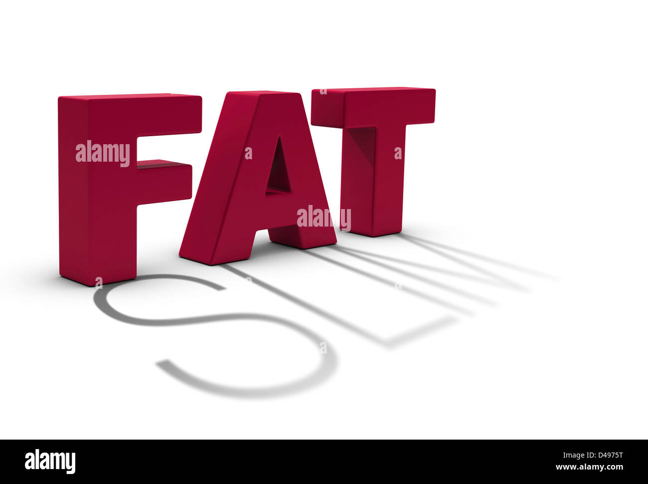 Word fat and a slim shadow over white background Stock Photo - Alamy