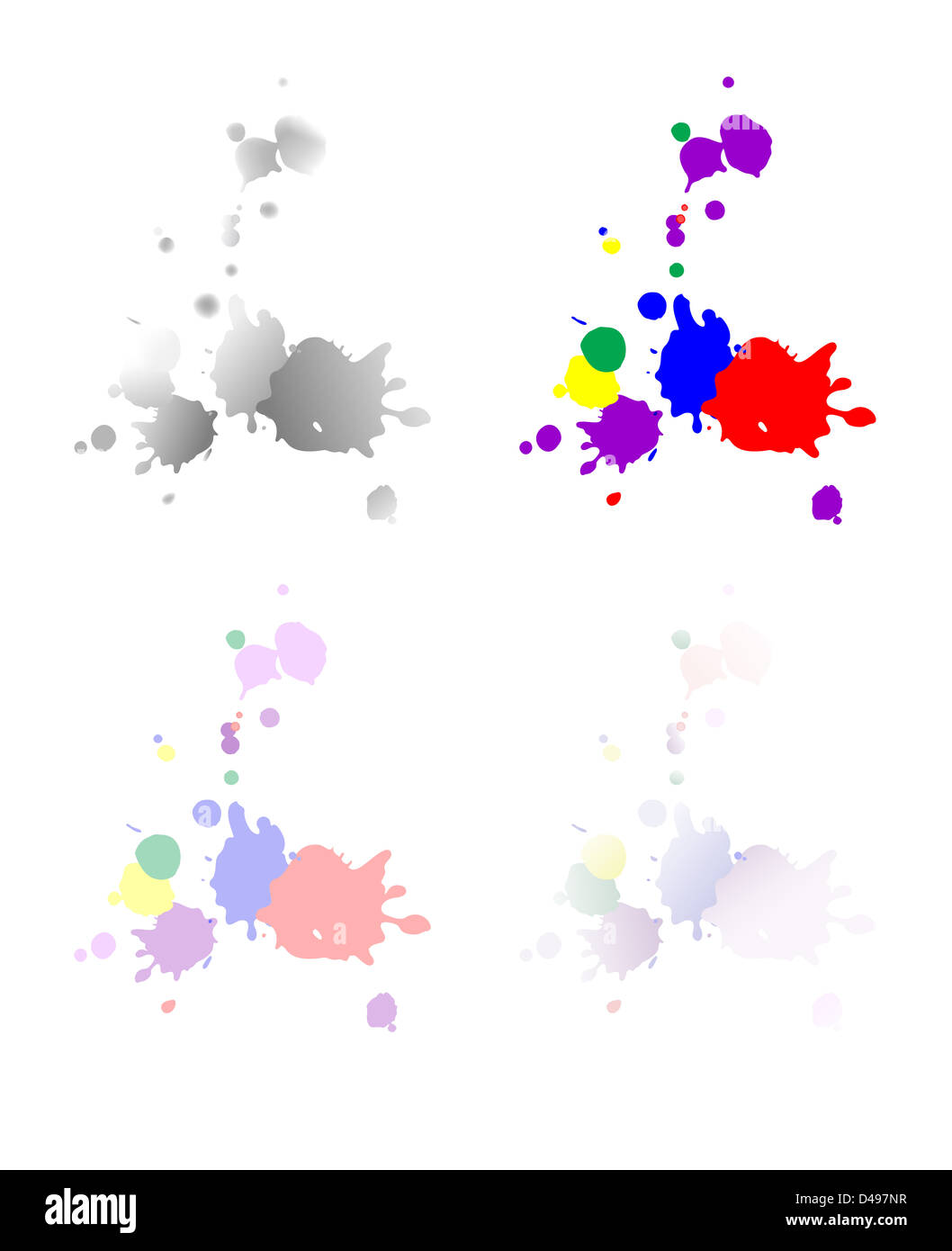 The vector illustration of the Spilled Paint Stains Stock Photo - Alamy