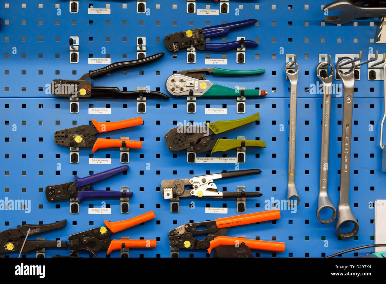 Berlin, Germany, crimping tools in the workshop of the Power Converter ...