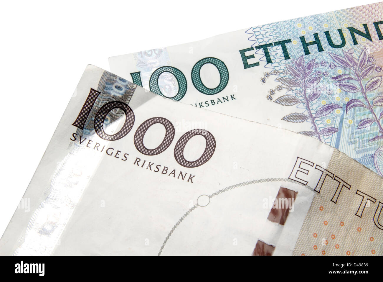 Swedish currency isolated on white background Stock Photo - Alamy