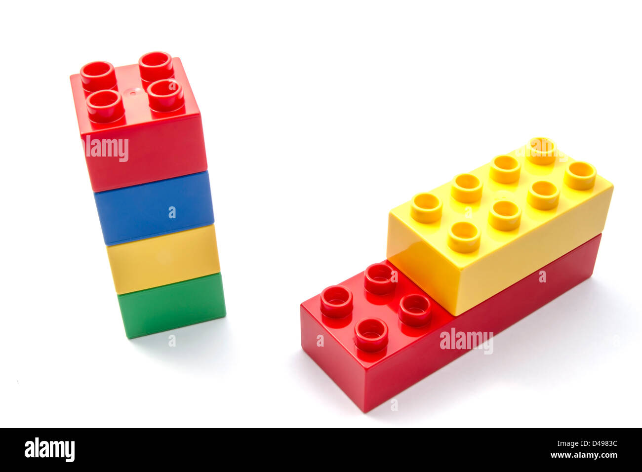 Colorful building blocks closeup on white background Stock Photo - Alamy