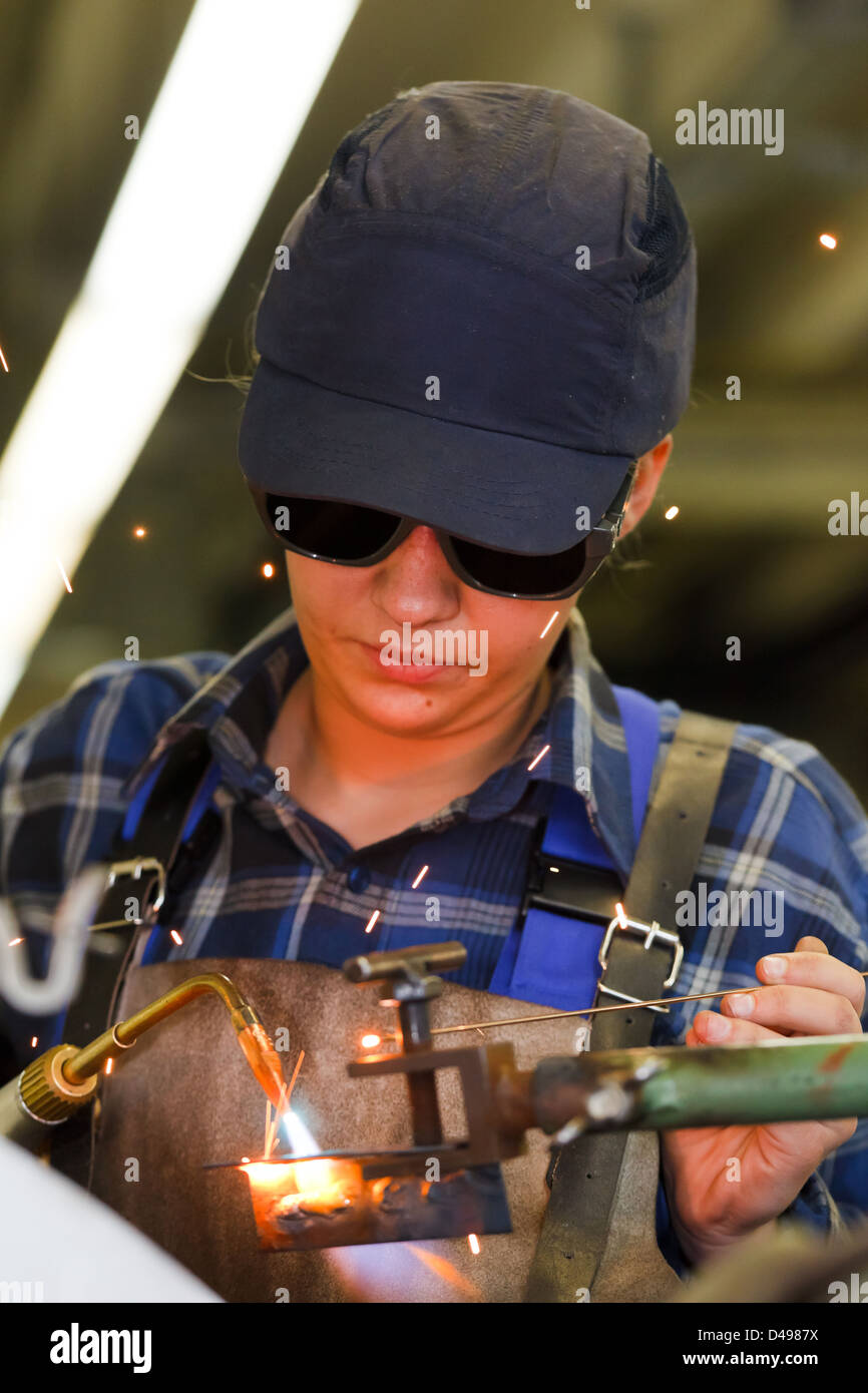 Berlin, Germany, industrial mechanic apprentices in welding training ...