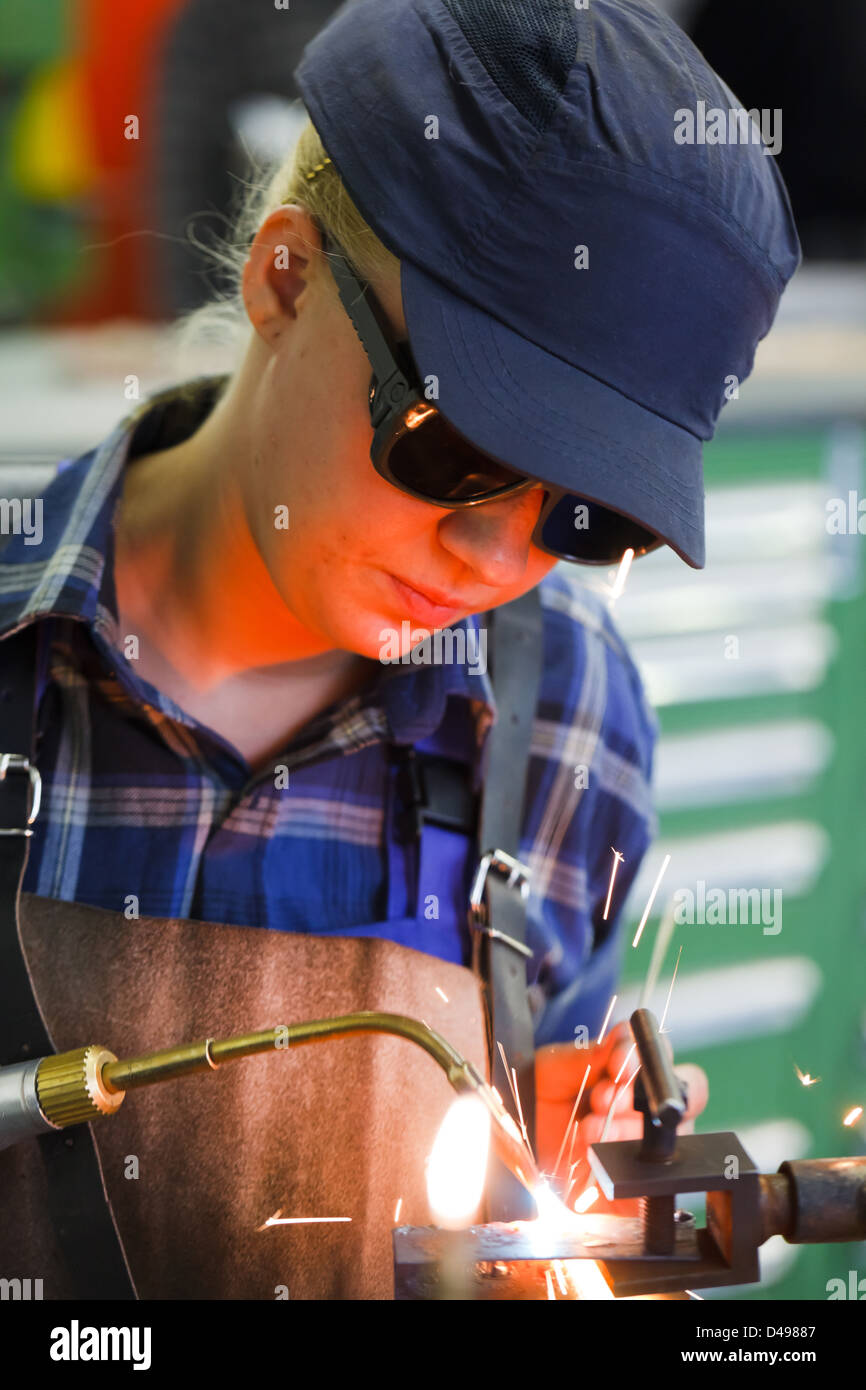 Berlin, Germany, industrial mechanic apprentices in welding training ...