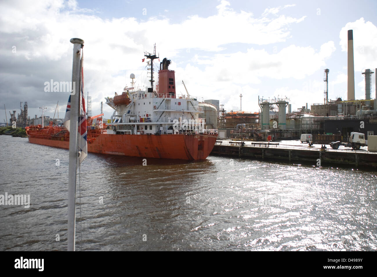 Stanlow Port and Oil terminal and the Manchester Ship Canal from the ...