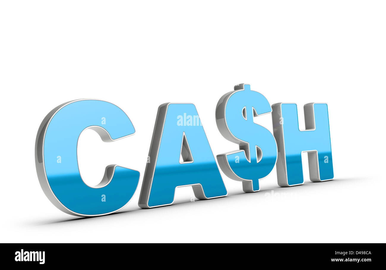 Cash word and dollar symbol over white background Stock Photo - Alamy