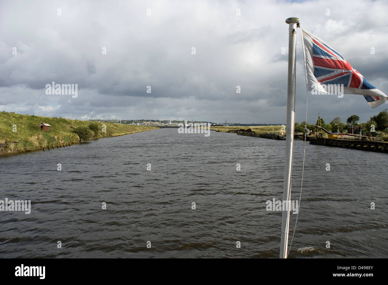 Looking towards Weston and Runcorn from the Manchester Ship Canal from ...