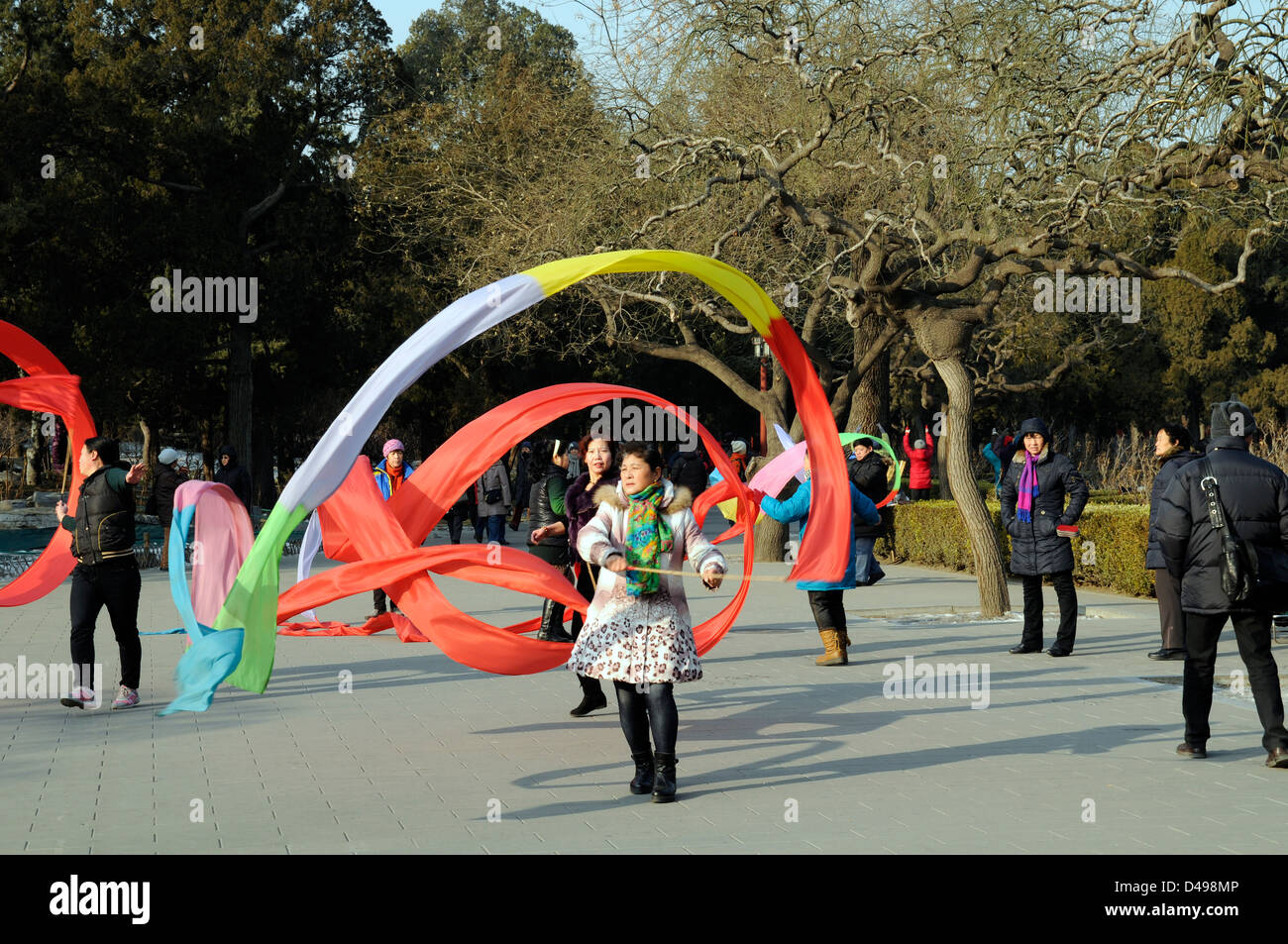 Locals practicing traditional ribbon dancing in Beijing Stock Photo - Alamy
