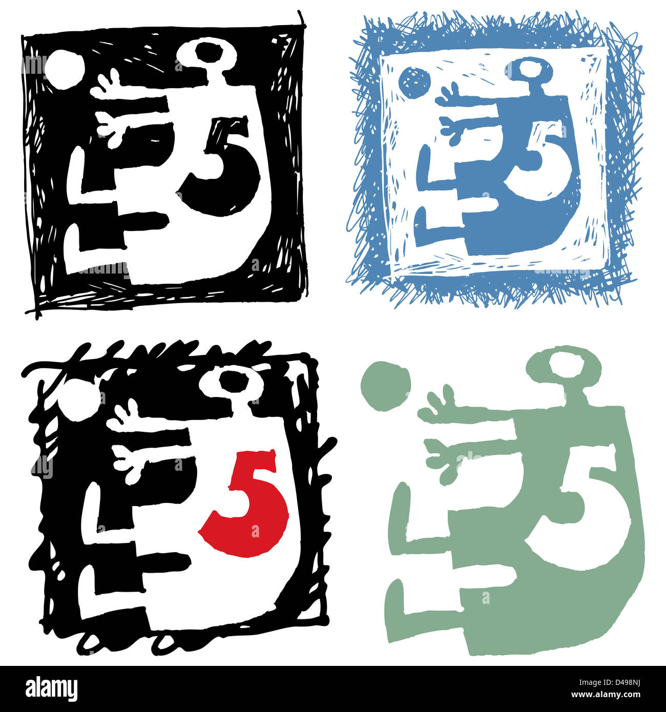 abstract hand drawn icons, doodle player Stock Photo - Alamy