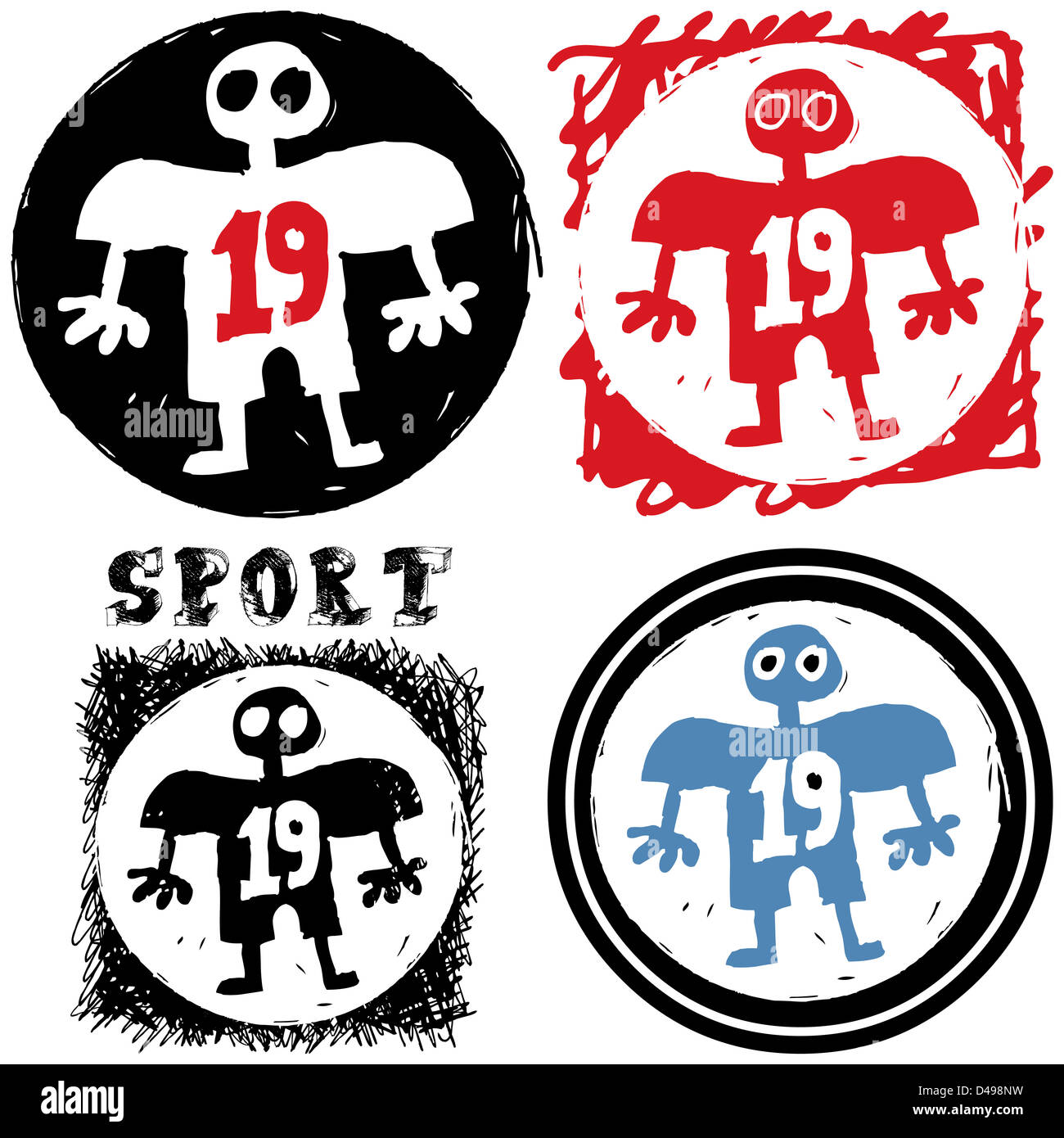 abstract hand drawn icons, doodle player Stock Photo - Alamy