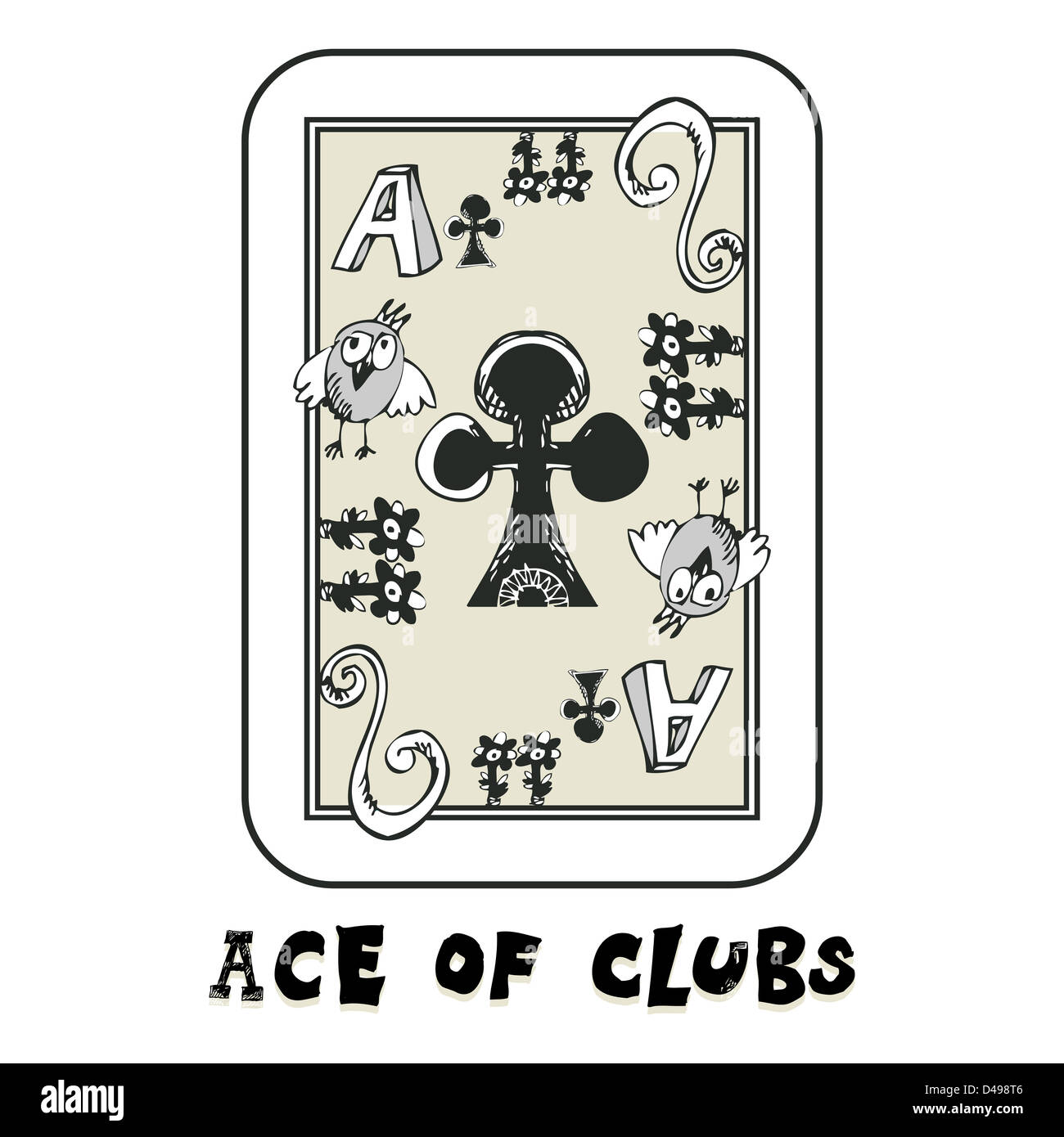 hand drawn deck of cards, doodle ace of clubs Stock Photo - Alamy