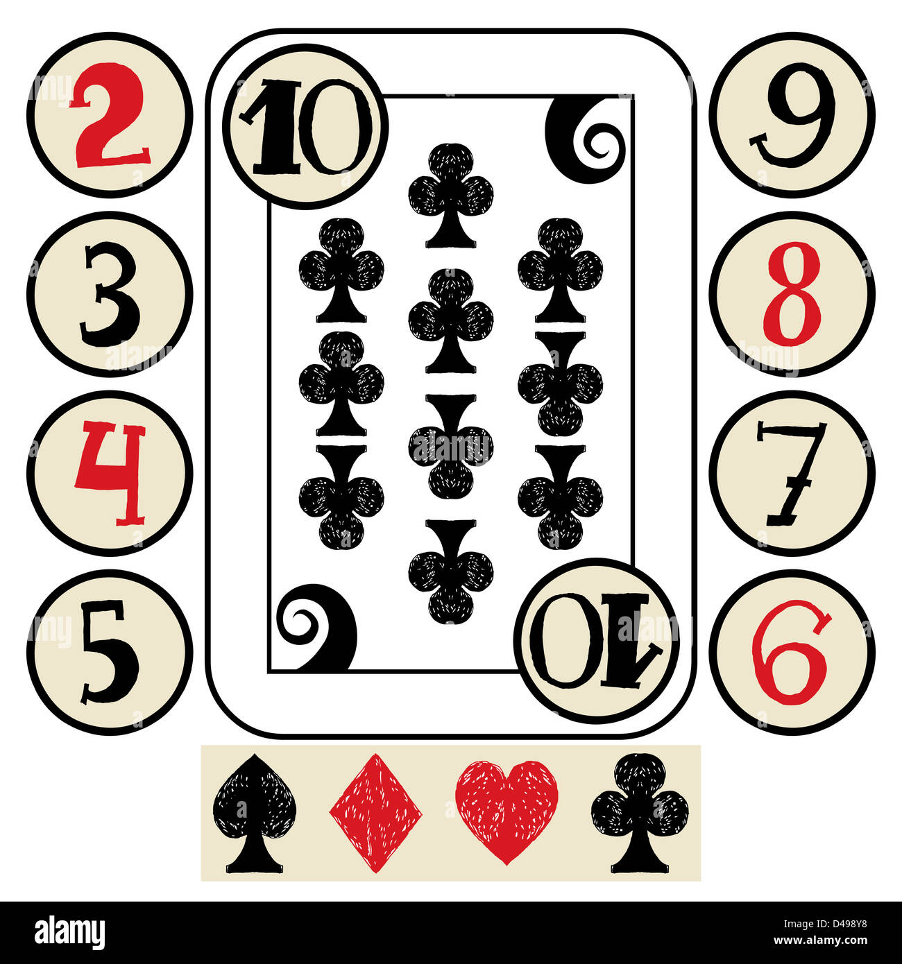 Hand drawn deck cards Cut Out Stock Images & Pictures - Alamy