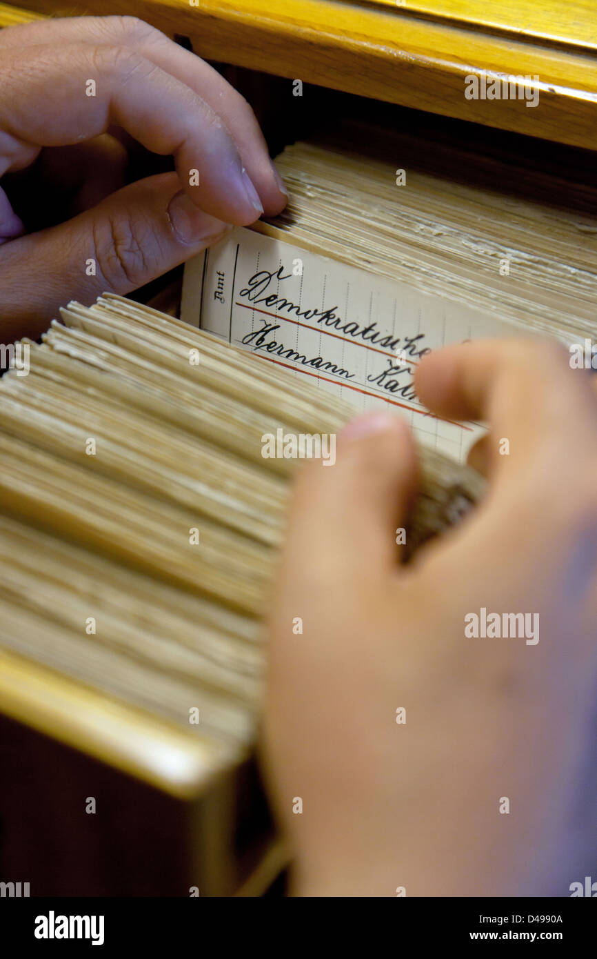 Berlin, Germany, filing old records from 1945 of the Commercial ...