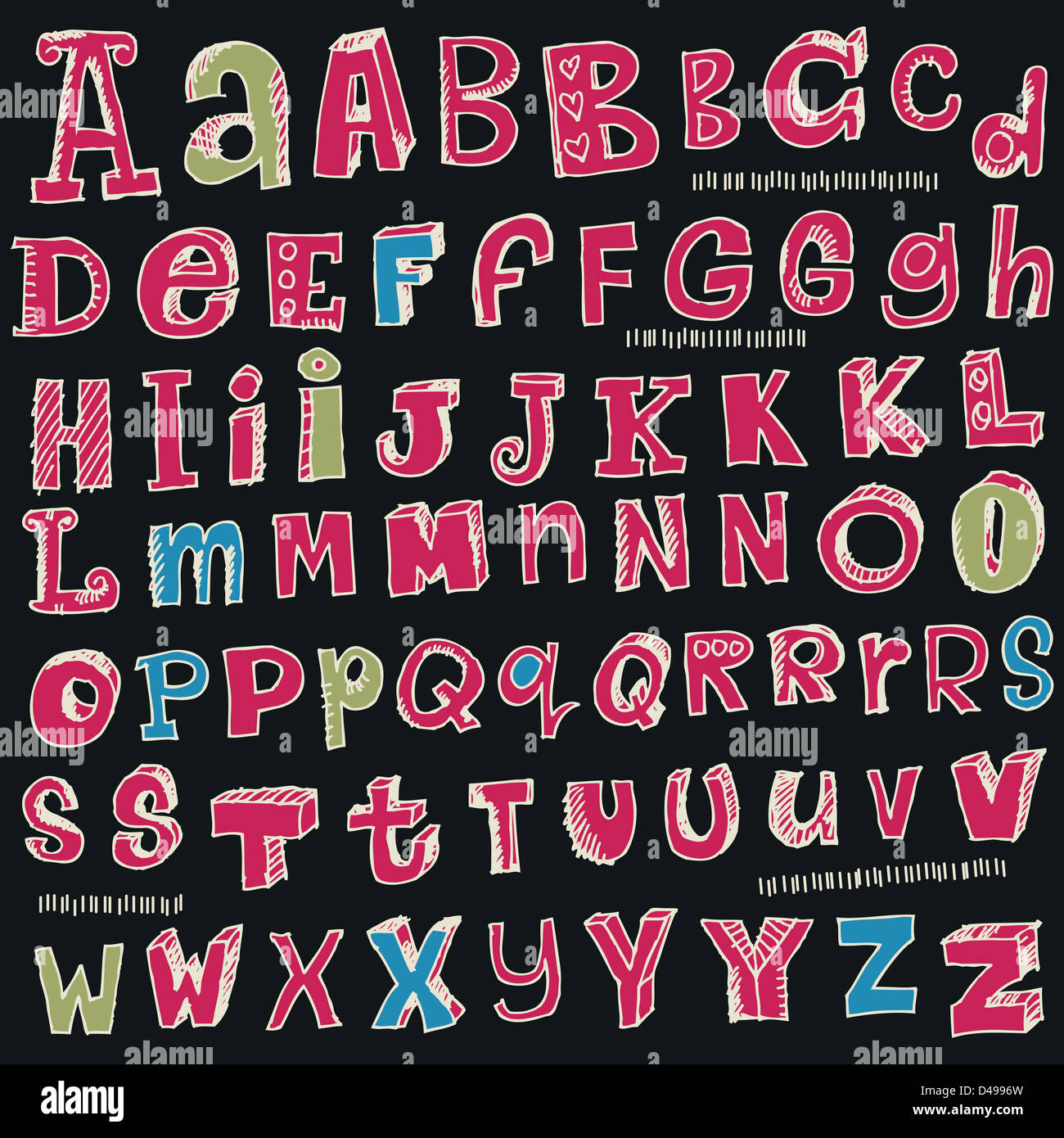 childlike doodle ABC Stock Photo - Alamy