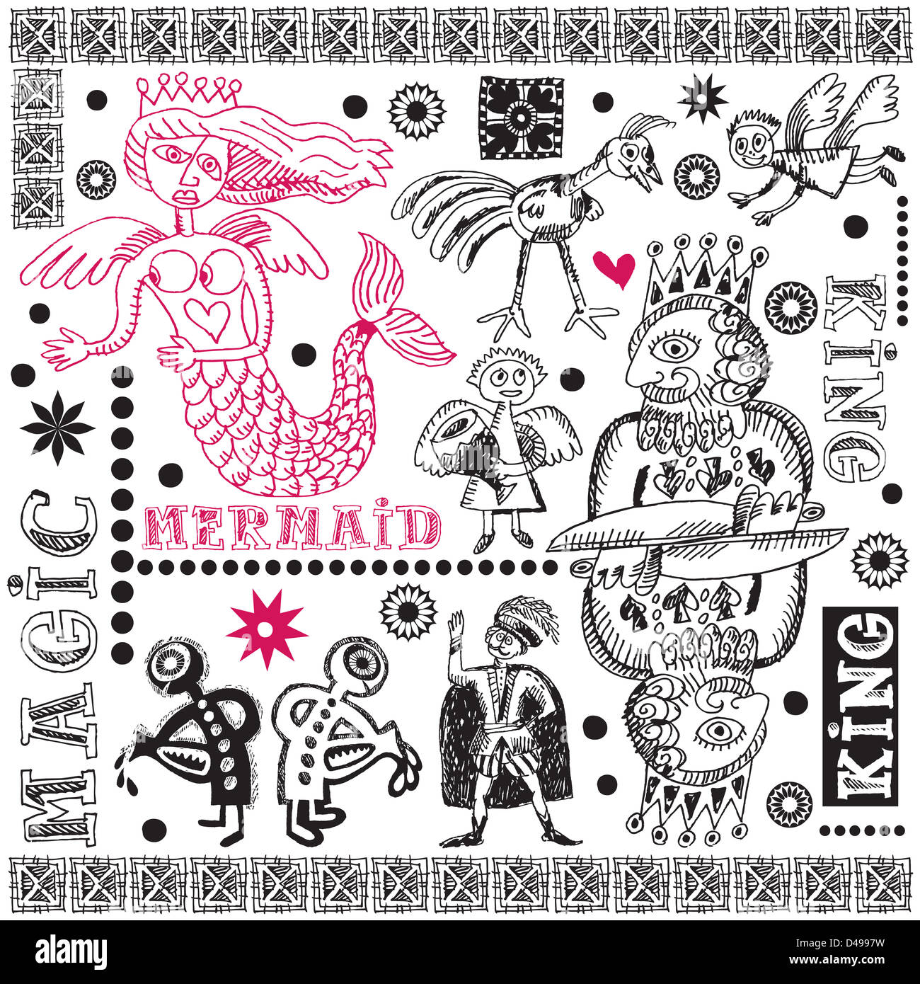 magic doodle set, hand drawn design elements Stock Photo - Alamy