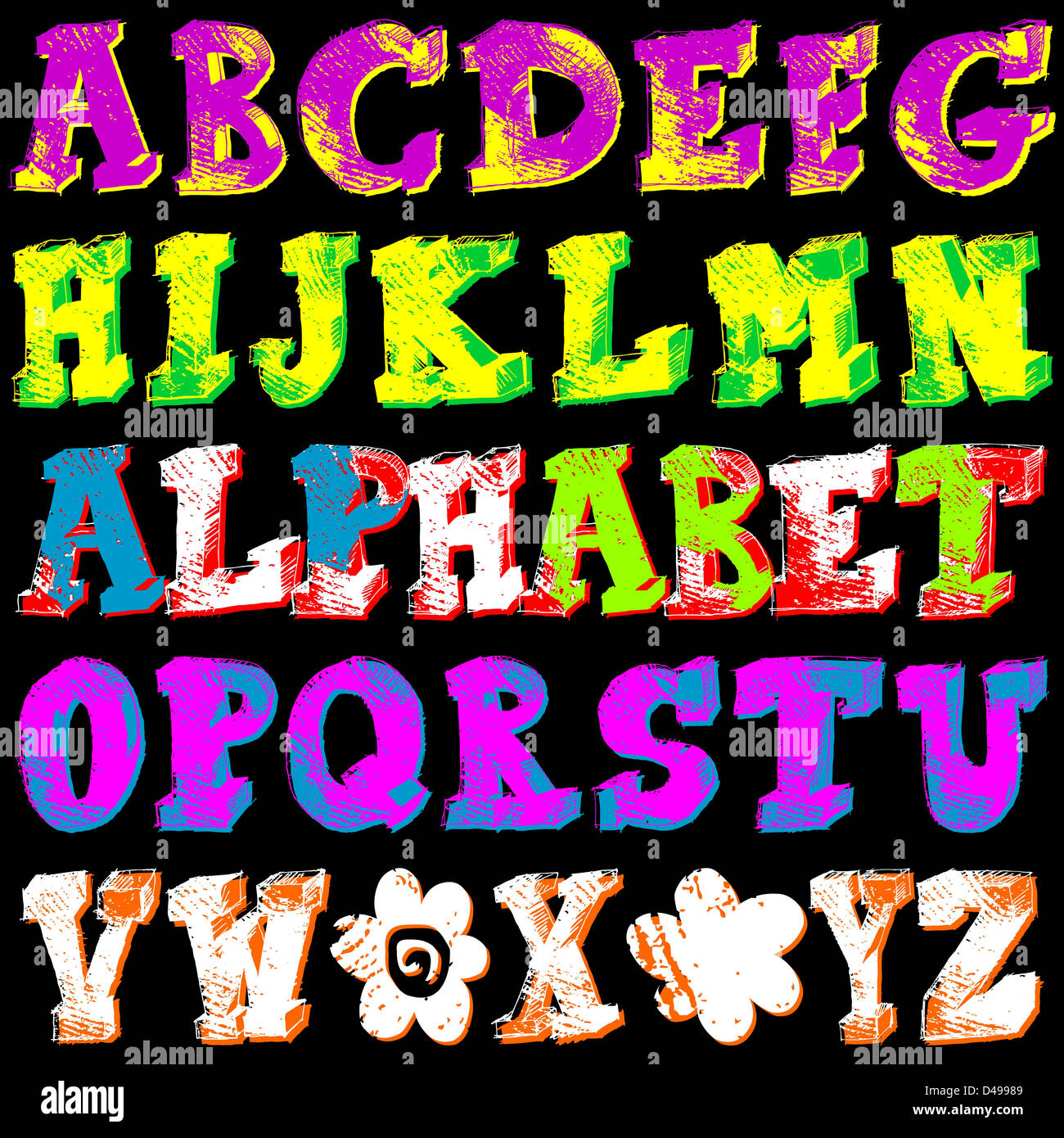 childlike doodle ABC Stock Photo - Alamy