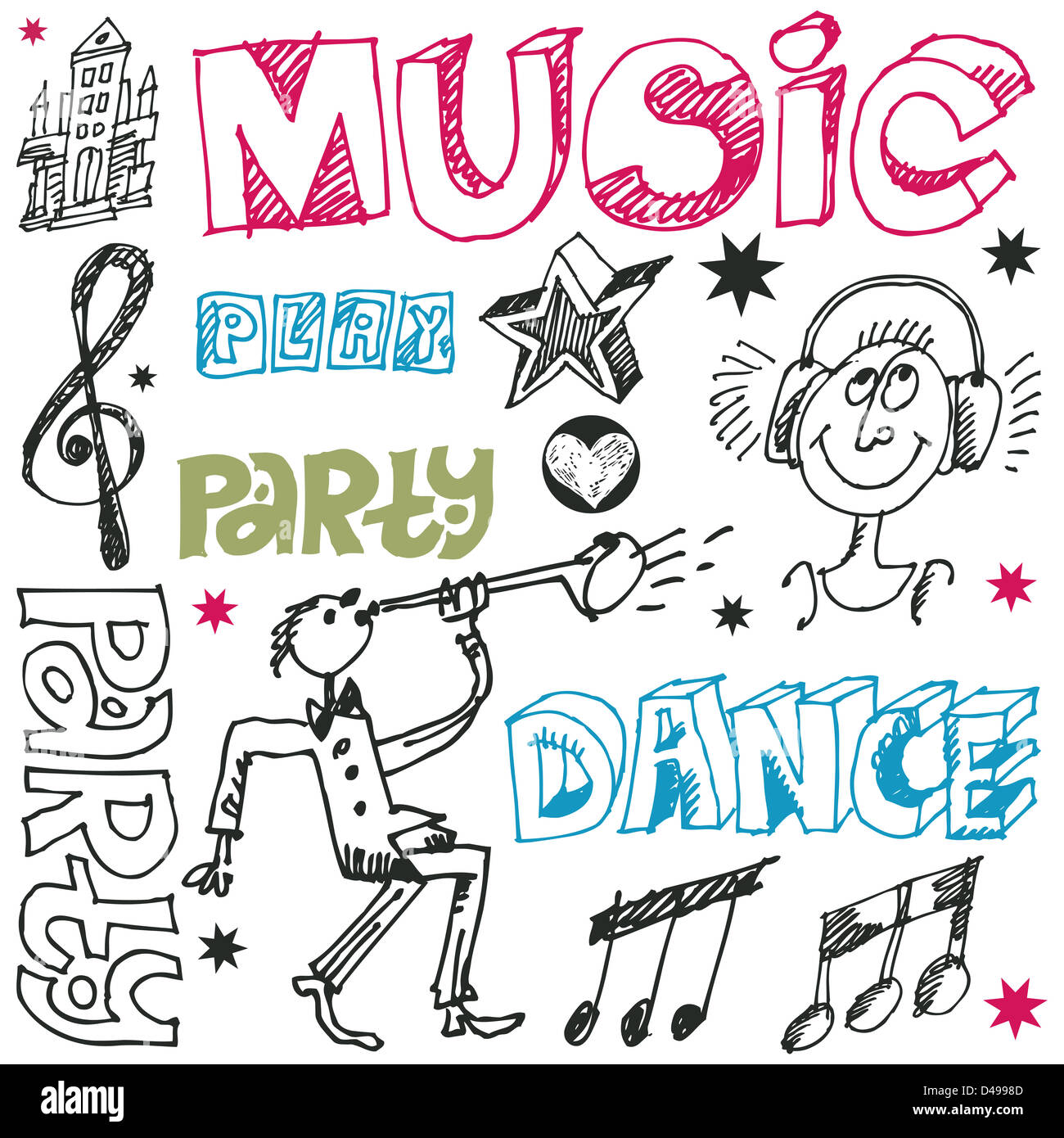 funny music doodles Stock Photo - Alamy