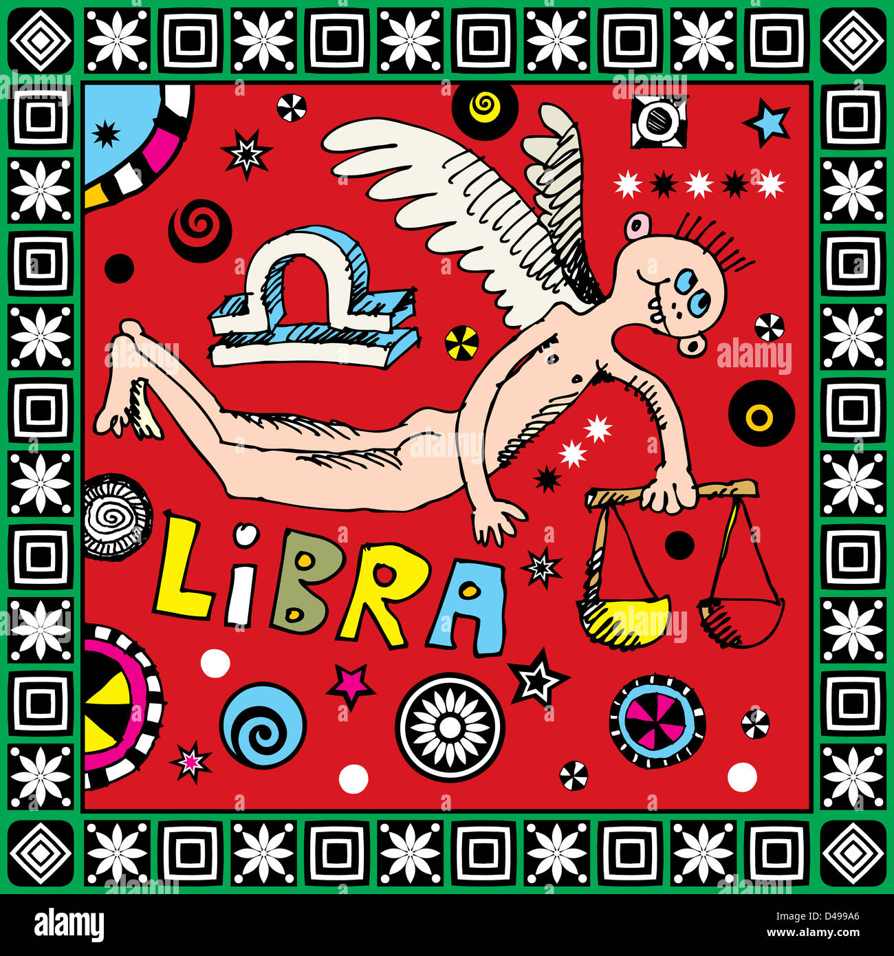 naive hand drawn horoscope, doodle sign of the zodiac Libra Stock Photo ...