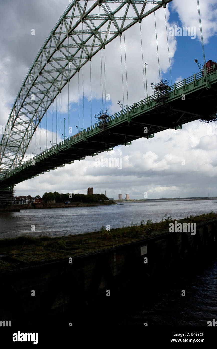 Runcorn Widnes Road Bridge on the Manchester Ship Canal from the Mersey ...