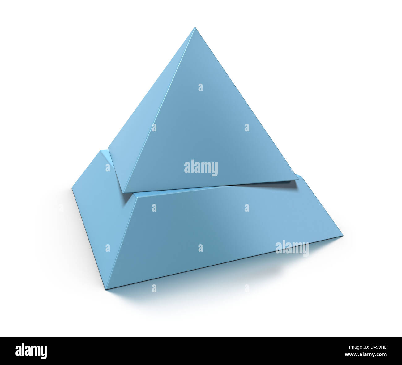 3d pyramid, blue tone, two levels over white background, layers are ...