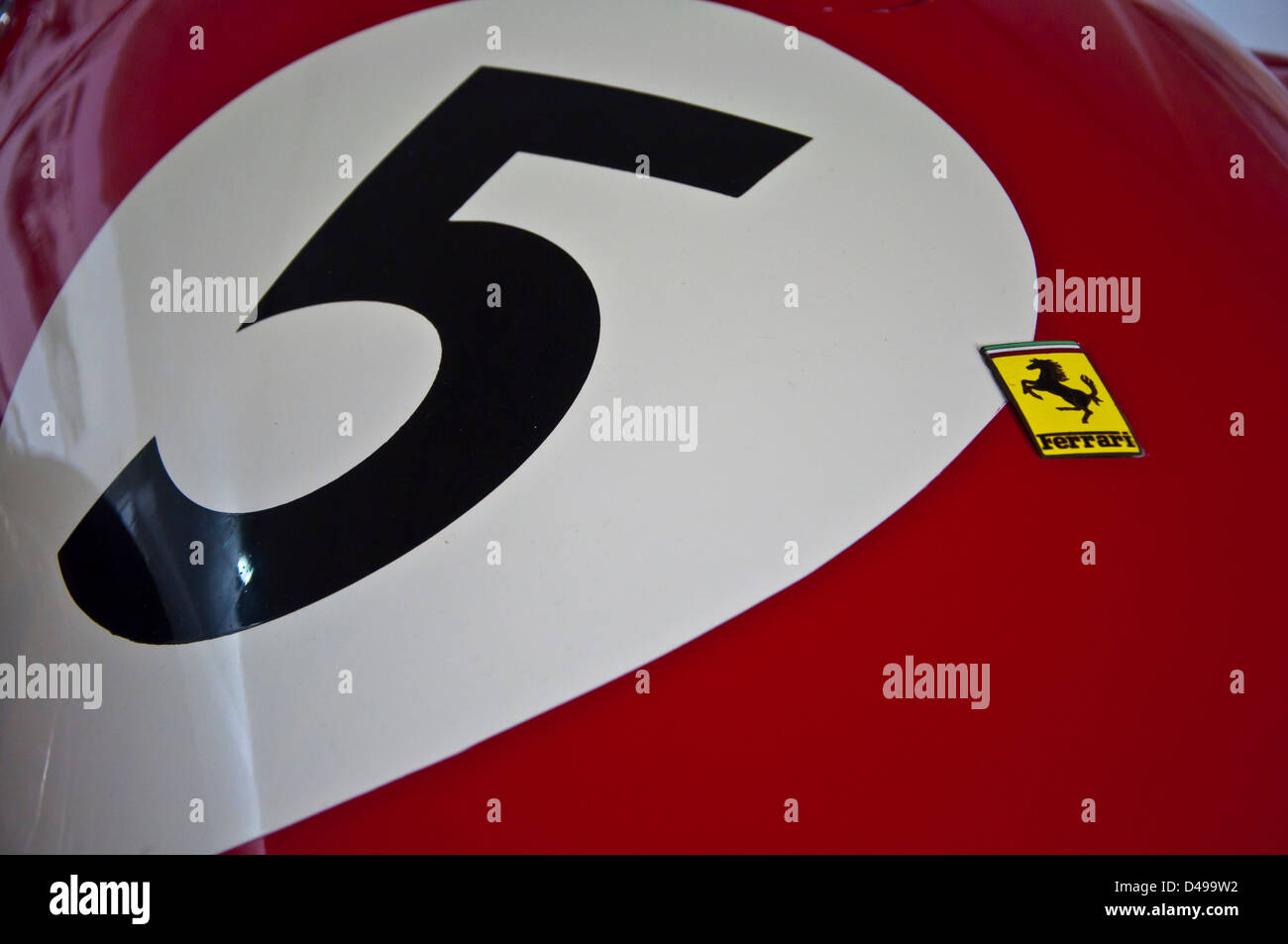 Ferrari badge 5 on racing car 500 Stock Photo - Alamy