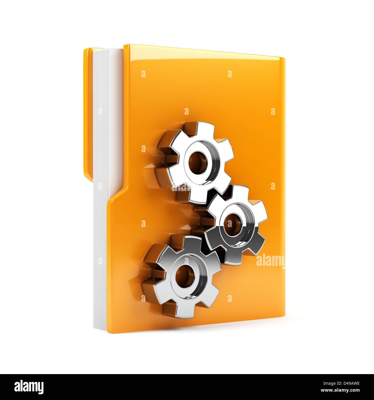 3d illustration of folder with gears. Isolated on white background ...