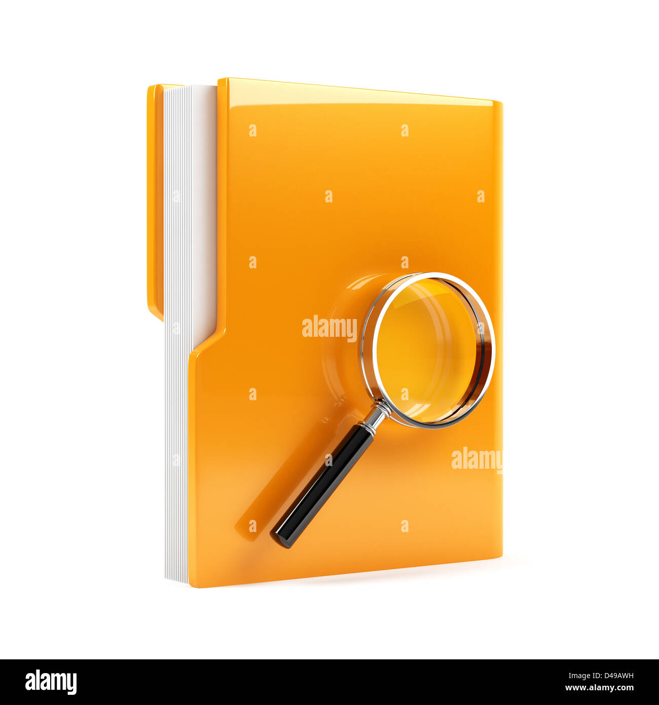 3d illustration of folder with magnifying glass. Isolated on white ...