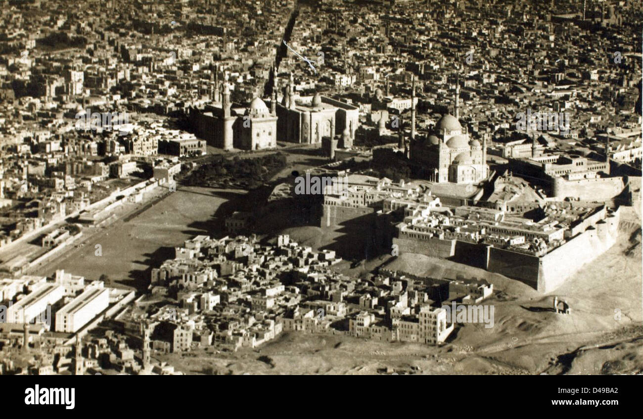 A view of Cairo showcasing the Citadel and its surrounding mosques ...