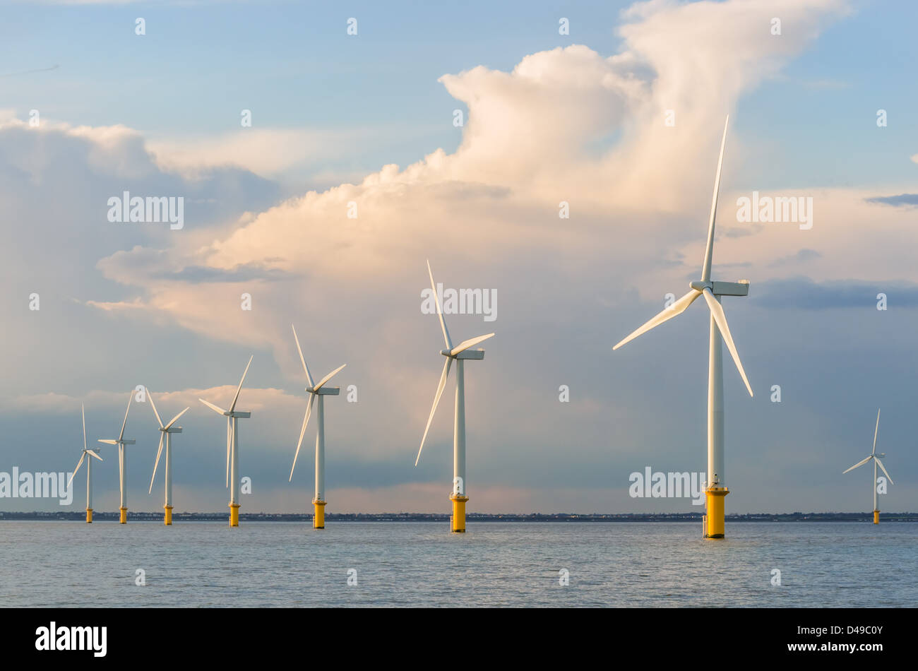 Wind generators farm at sea Stock Photo - Alamy