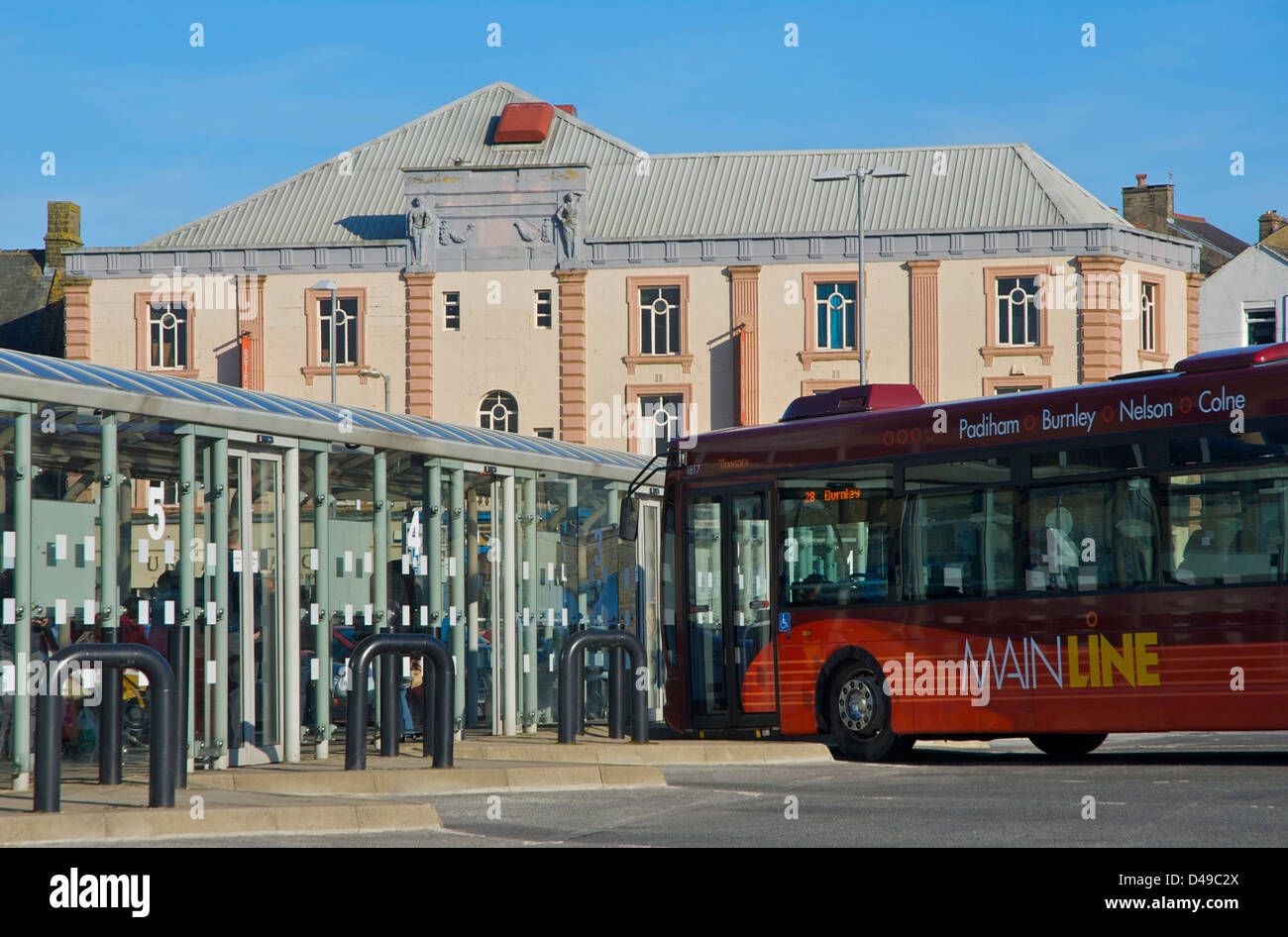 Bus in bus station, Skipton, North Yorkshire, England, UK Stock Photo ...