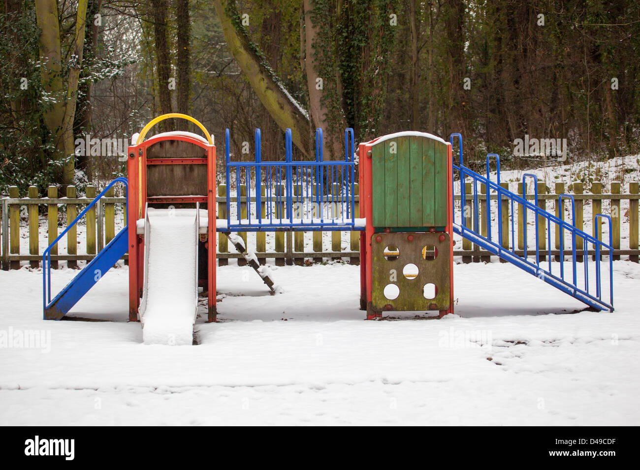 Playground in Snow Stock Photo - Alamy